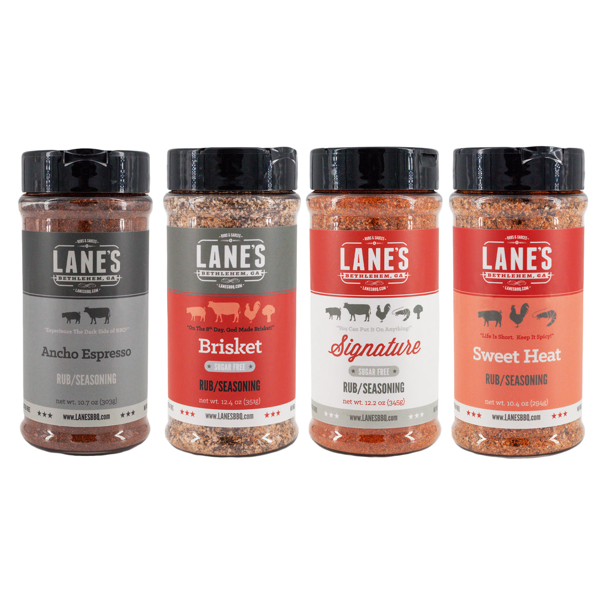Lane's BBQ Core 4 Rub Set | Seasoning | Grilling | Cooking